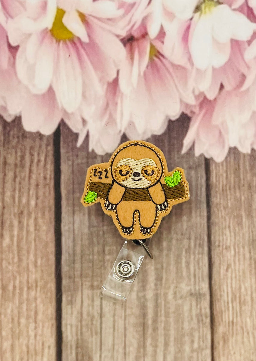 Sloth badge reels – tabbycatclips